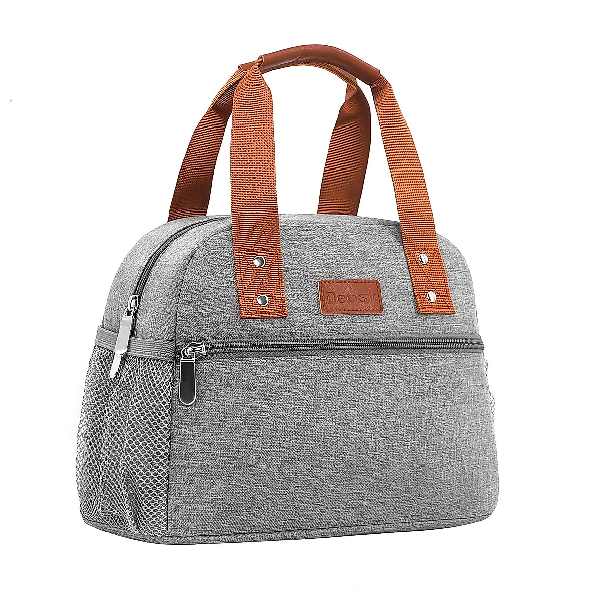 Lunch Bag for Women Freezable Lunch Tote Bag Organizer Reusable Cooler Lunch Box for Adult Outdoor Work,School and Picnic Insulated Lunch Bag with Pocket (Gray)