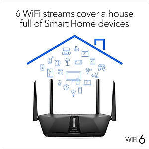 Netgear NETGEAR RAX50-100NAR Nighthawk 6-Stream AX5400 WiFi 6 Router, Black (Renewed)