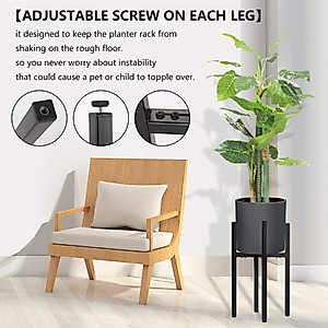 YueTong 2 Pack Metal Plant Stand Indoor with Adjustable Width Fits 8 to 12 Inch Pots,Mid-Century Flower Holder for Corner Display-Black(Planter and Pot Not Included).