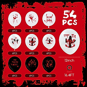 54PCS Scary Halloween Balloons,12 Inch Halloween Bloody Handprint Balloons Blood Dplatter Balloons Horror Balloons Decorations for Zombie Vampire Haunted House Crime Party Supplies
