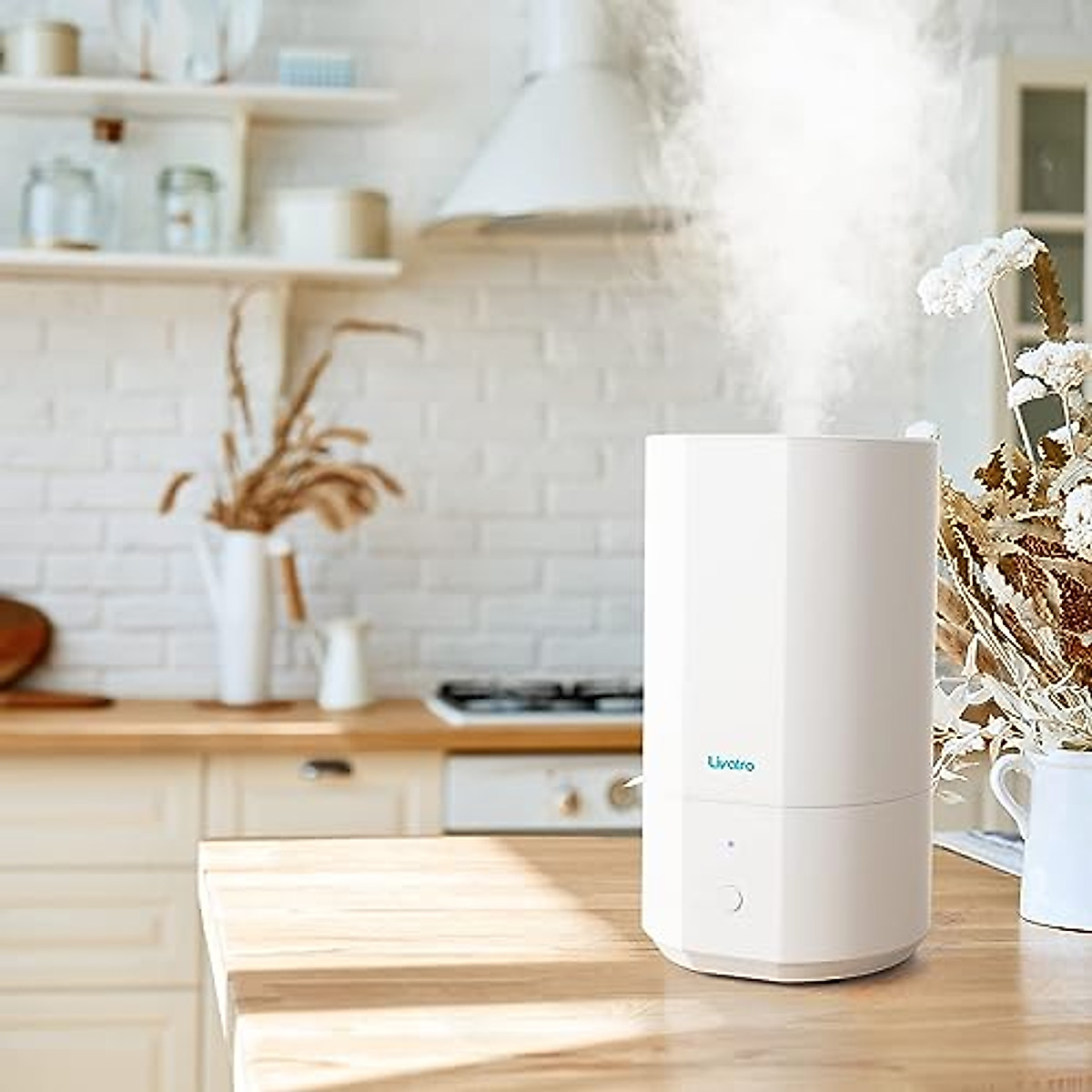 Livatro 4L Top Fill Humidifiers for Bedroom Large Room Nursery, Cool Mist Humidifier With Ultrasonic Quiet, Auto Shut-off and Easy to Clean, Last up to 40 Hours, White