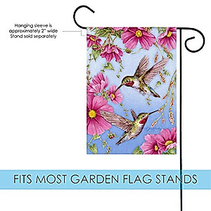 Toland Home Garden 117158 Hummingbirds with Pink Hummingbird Flag 12x18 Inch Double Sided Hummingbird Garden Flag for Outdoor House Bird Flag Yard Decoration