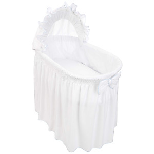 Baby Doll Bedding Drake Linen Look Bassinet Skirt/Hood Cover, Blue