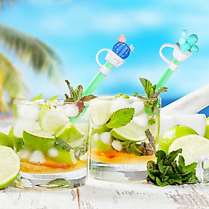 ABOOFAN 6pcs Silicone Straw Tips Cover Reusable Drinking Straw Tips Lids Cute Cactus Shape Straw Plugs for Straws