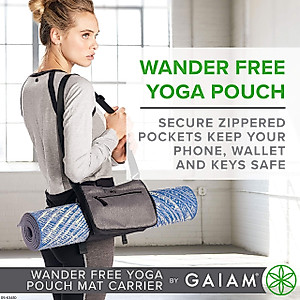 Gaiam Yoga Mat Bag - Wander Free Yoga Mat Carrier Pouch Tote | Adjustable Shoulder Sling Carrying Strap | Two Zippered Pockets, Easy-Clean Liner | Fits Most Size Yoga, Pilates, Fitness Exercise Mats