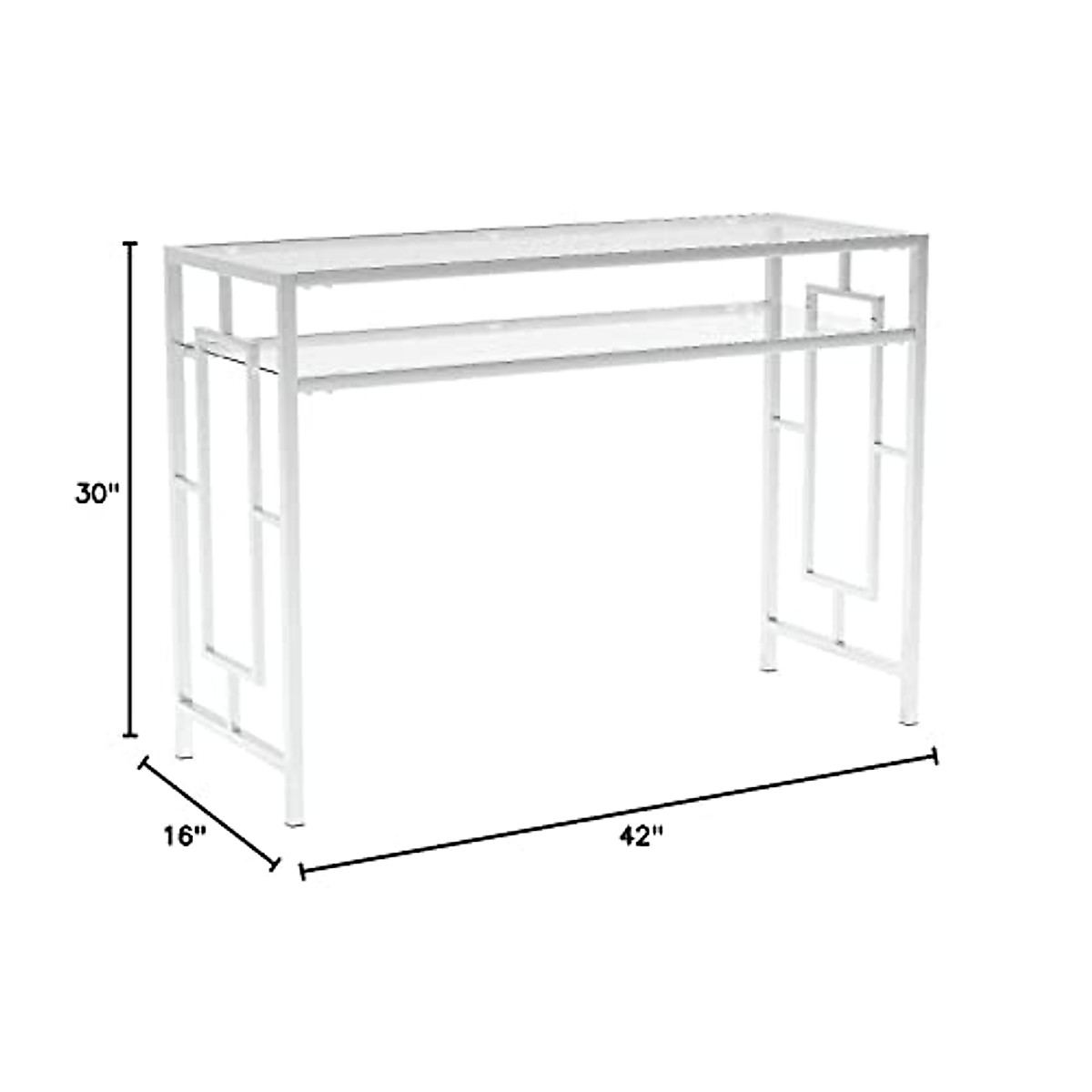 Convenience Concepts Town Square Chrome Desk With Shelf, Clear Glass / Chrome Frame