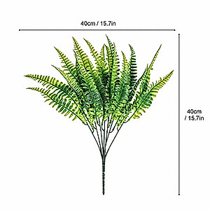 DVGUN 12 Bundles Artificial Outdoor Plants Greenery Fake Boston Fern Bushes Artificial Shrubs UV Resistant No Fade Faux Plastic Plants