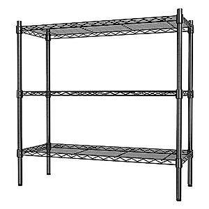 SZQINJI 3-Shelf Storage Wire Shelves Heavy Duty 3 Tiers Standing Shelving Units Adjustable Metal Organizer Wire Rack, Black