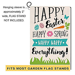 Happy Easter Garden Flag Vertical Double Sided 12.5 x 18 Inch Sping Burlap Yard Outdoor Decor