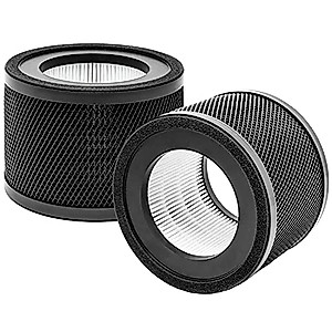 WOCASE TT-AP001 True HEPA Filter Replacement, Compatible with TaoTronics TT-AP001 and and VAVA VA-EE014 Air Purifier, H13 True HEPA Filter & Activated Carbon Filter, 2 Pack