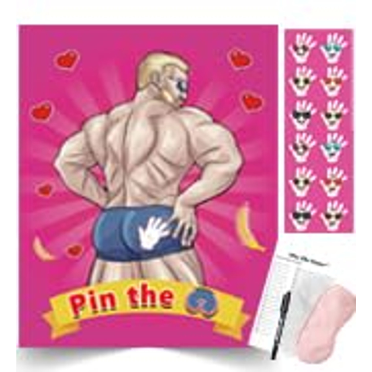 SUNALETTA Bachelorette Party Games, Pin The Sticker on The Hunk Bridal Shower Games for Bachelorette Girls Night Wedding Shower Engagement Funny Games 24 Guests