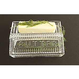 Bezrat Glass Butter Dish with Lid | Classic 2-Piece Design Butter Keeper | Covers and Holds a Standard Stick of Butter | Dishwasher Safe