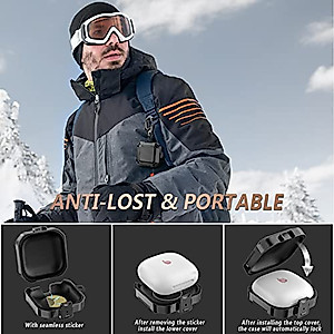 Secure Lock Case for Beats Fit Pro 2021, Carbon Fiber Texture Beats Fit Pro Earbuds Case Cover with Anti-Lost Keychain/Storage Box/Cleaning Brush/Wrist Strap. (Black)