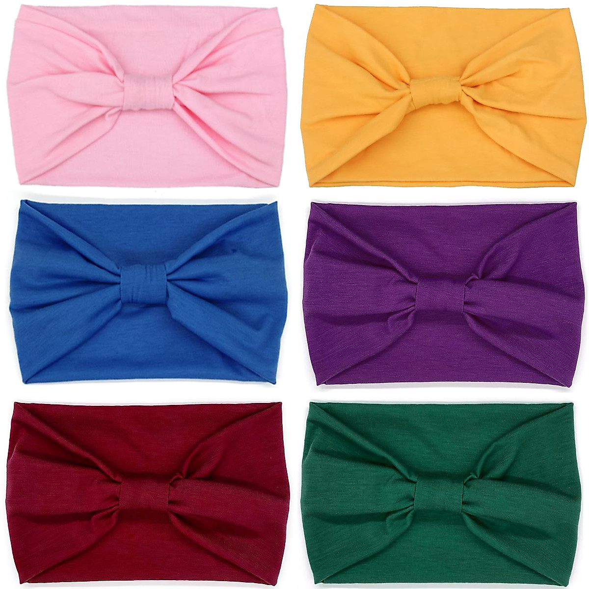 IVARYSS Wide Headbands for Women, Cute Bright Knotted Head Wraps Turbans, Large African Style Head Bands Hair Accessories, 6 Pack