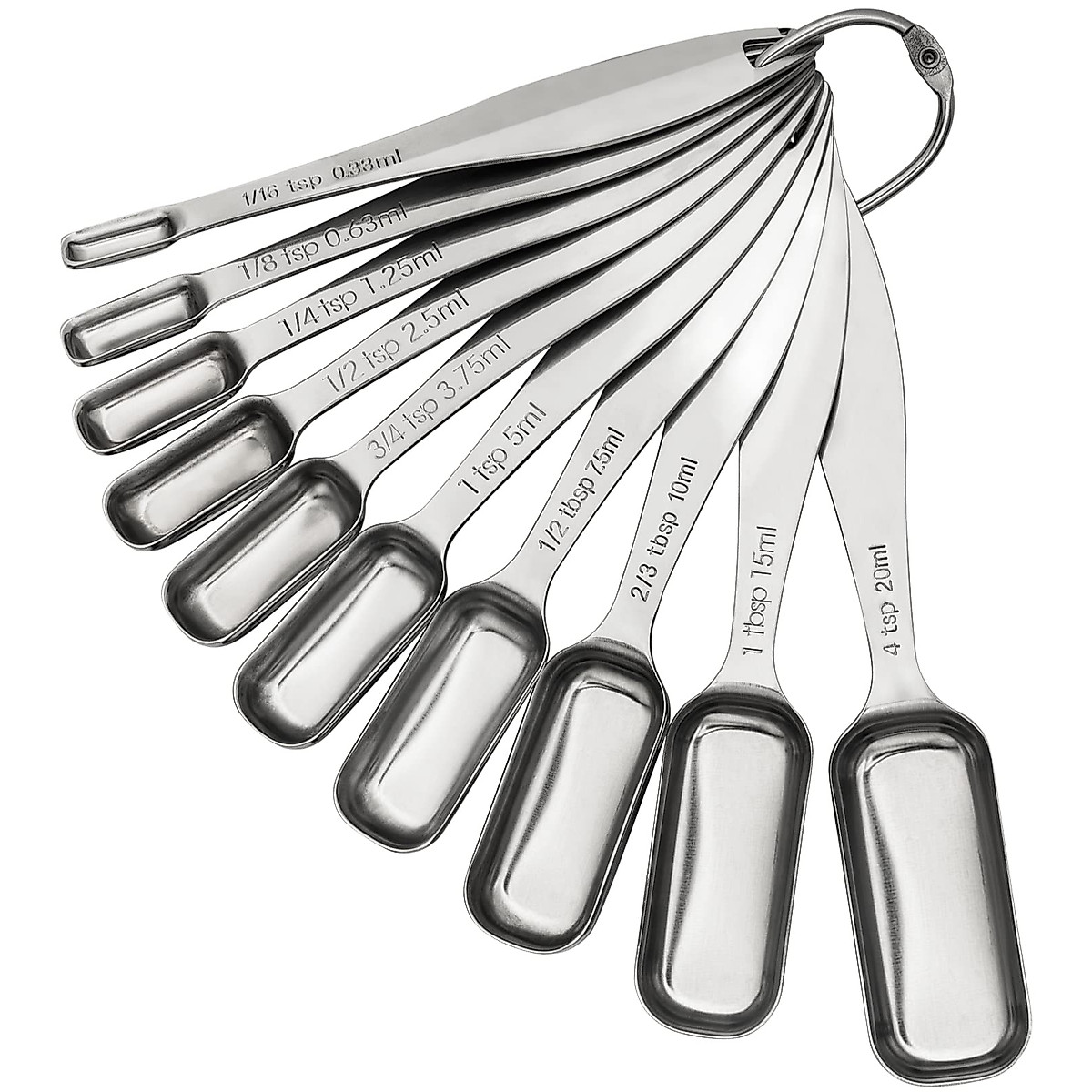 CATOOMUU Measuring Spoons Set of 10, Heavy Duty Stainless Steel Metal Teaspoons Tablespoons, for Dry or Liquid