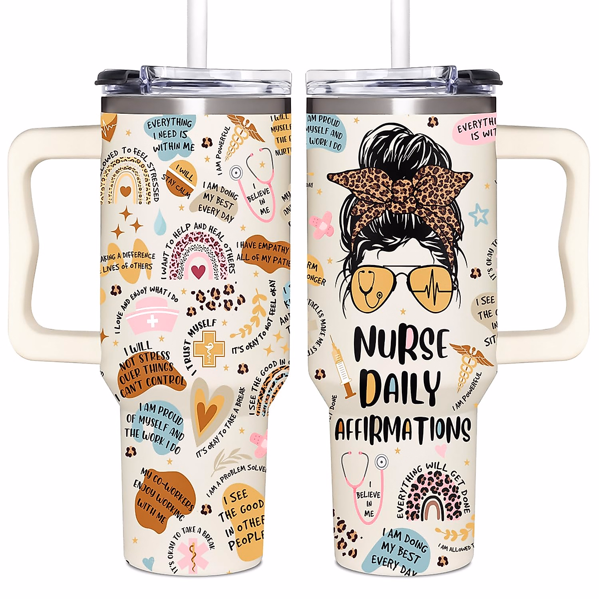 TAMUNBEE Nurse Gifts for Women - Nurse Week, Mothers Day, Birthday, Christmas, Graduation Gifts for Nurses - 40Oz Tumbler With Handle & Straw