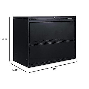 Alera 2-Drawer Lateral File Cabinet, 36 by 19-1/4 by 29-Inch, Black