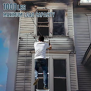 ybaymy Fire Escape Ladder，Emergency Fire Escape Ladder 2 Story 16.4FT with 2 Hooks Homes Reusable Compact & Portable External Ladder for Windows and Balcony（Aluminum Alloy）