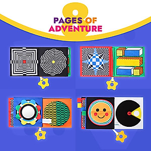 Papablic Luxury Baby Soft Book with Teether, High Contrast Black and White Crinkle Book for Early Education, Tummy Time Toys for Babies 0-12 Months with Baby Safe Mirror, Crinkle Pages and Squeaker