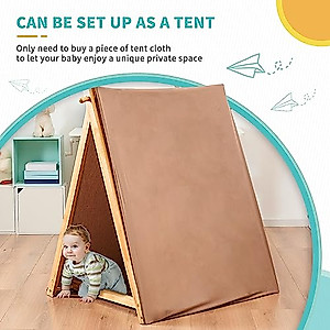 Wooden Toddler Swing Set, Foldable Baby Swing Set with Adjustable Ropes and Backrest Pillow, Durable and Stylish Indoor Swing Set, Swing Set for Toddlers 6-36 Months, Easy to Assemble (Wood)