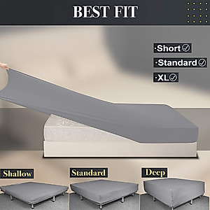 Full Size Fitted Sheet Only - 4-Way Stretch Knit, Snug Fit, Wrinkle Free & Stay in Place, No More Slipping Off for Mattress, Soft & Comfortable - Light Gray, Full