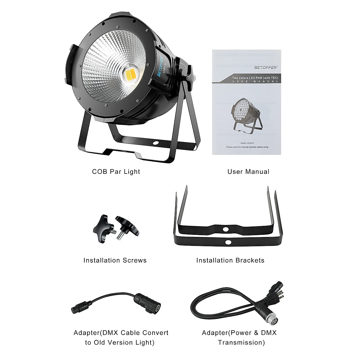 BETOPPER Stage Spotlights, 100W LED DMX Lights, Warm & Cold White Spot Lights COB Stage Lighting, Strobe Lighting for Church, Parties, Wedding, Theatre, Live Events, Stage etc.(1 Pack)