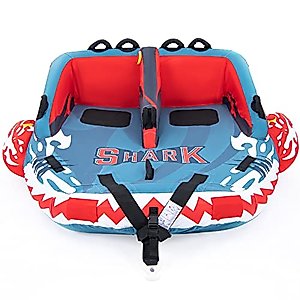 Valwix 2 Person Towable Tube for Boating with Front & Rear Tow Points, 2-Rider Inflatable Boat Raft with Full Nylon Cover for Youth Adult Watersports