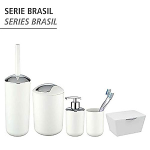 WENKO 21207100, Garbage Bin with Swing Lid, Bathroom Trash Can, Waste Basket for Small Spaces, Bedroom, Office, Guest Toilet,1.7 gal, White, 7.68 x 7.68 x 12.2 in, 19.5 x 19.5 x 31 cm