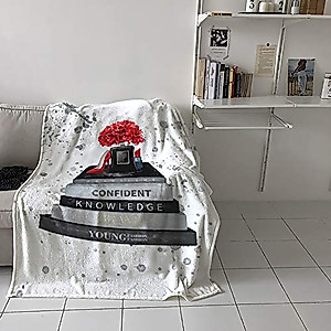 Flannel Throw Blanket Floral Red High Heel Lightweight Fleece Bed Blanket Vertical Soft Warm Blanket All Season Sofa/Couch/Chair for Child Adults 40 x 50 inch