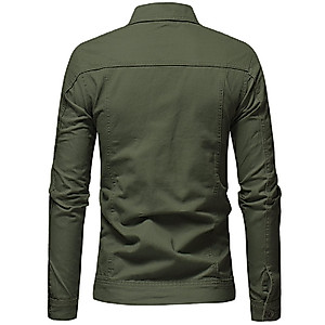 Maiyifu-GJ Men's Plaid Snap Button Jacket Slim Fit Vintage Button-Front Jackets Casual Long Sleeve Single Breasted Shirts (Armygreen,XX-Large)