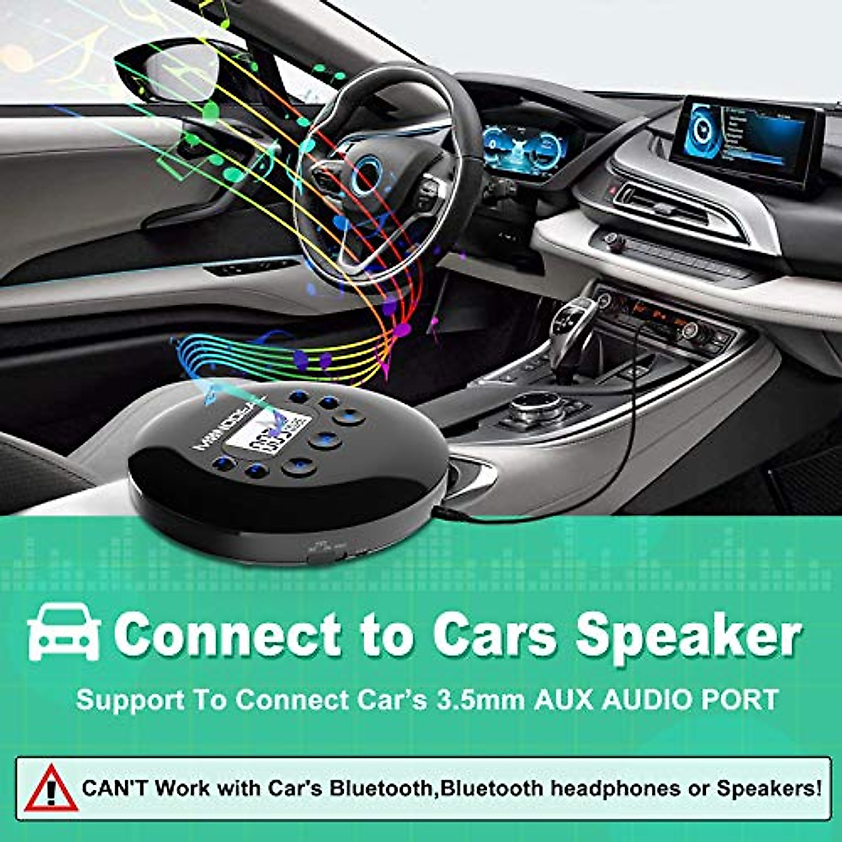 Portable CD Player, MONODEAL Rechargeable Personal Compact Disc CD Player with Headphones, Anti-Skip Small Walkman Music CD Player for Cars Adults Kids Students (with Larger LCD Display)