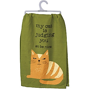 2 Piece Kitchen Dish Towel Bundle for Cat Owner, My Cat Is Judging You and My Cat And I Talk About You
