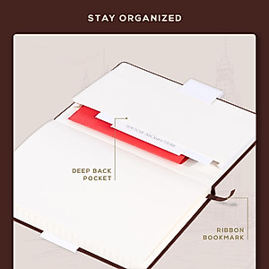 BEECHMORE BOOKS Ruled Notebook - British A5 Journal Large 5.75" x 8.25" Hardcover Vegan Leather, Thick 120gsm Cream Lined Paper | Gift Box | Chestnut Brown