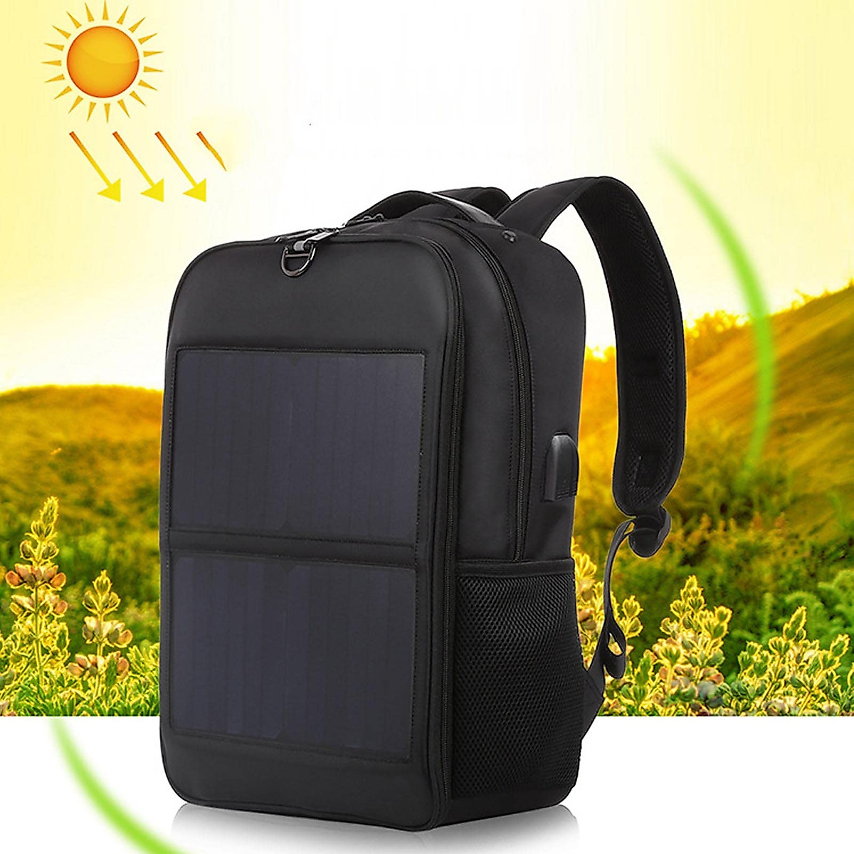 BOSTOM.F Solar Backpack 14W Solar Panel Charge for Cell Phones with USB Charging Port