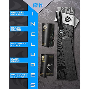 KESSAKU 8-Inch Chef Knife - Ronin Series - Forged High Carbon 7Cr17MoV Stainless Steel - Pakkawood Handle with Blade Guard