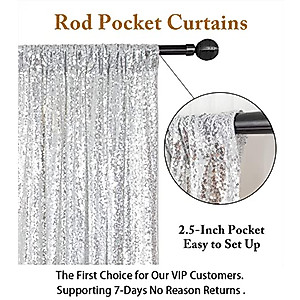 Sparkle Backdrop Curtain Silver 2 Panels Set Sequin Photo Backdrop 2FTx8FT Sequin Backdrop Curtain Pack of 2-1220S