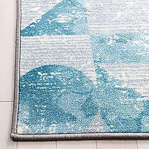 Safavieh Kids Playhouse Collection Machine Washable Slip Resistant 7'9" x 10' Grey/Blue KPH222F Abstract Distressed Playroom Nursery Bedroom Area Rug