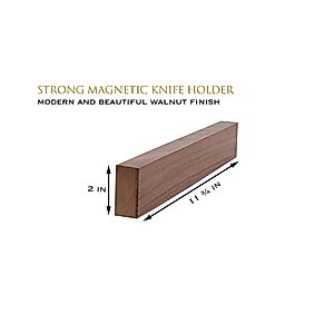 Walnut Magnetic Knife Holder, 12 Inch, Wooden Knife Magnetic Strip For Wall, Cooking Utensil Key Organizer Tool Wall, Neodymium Magnet