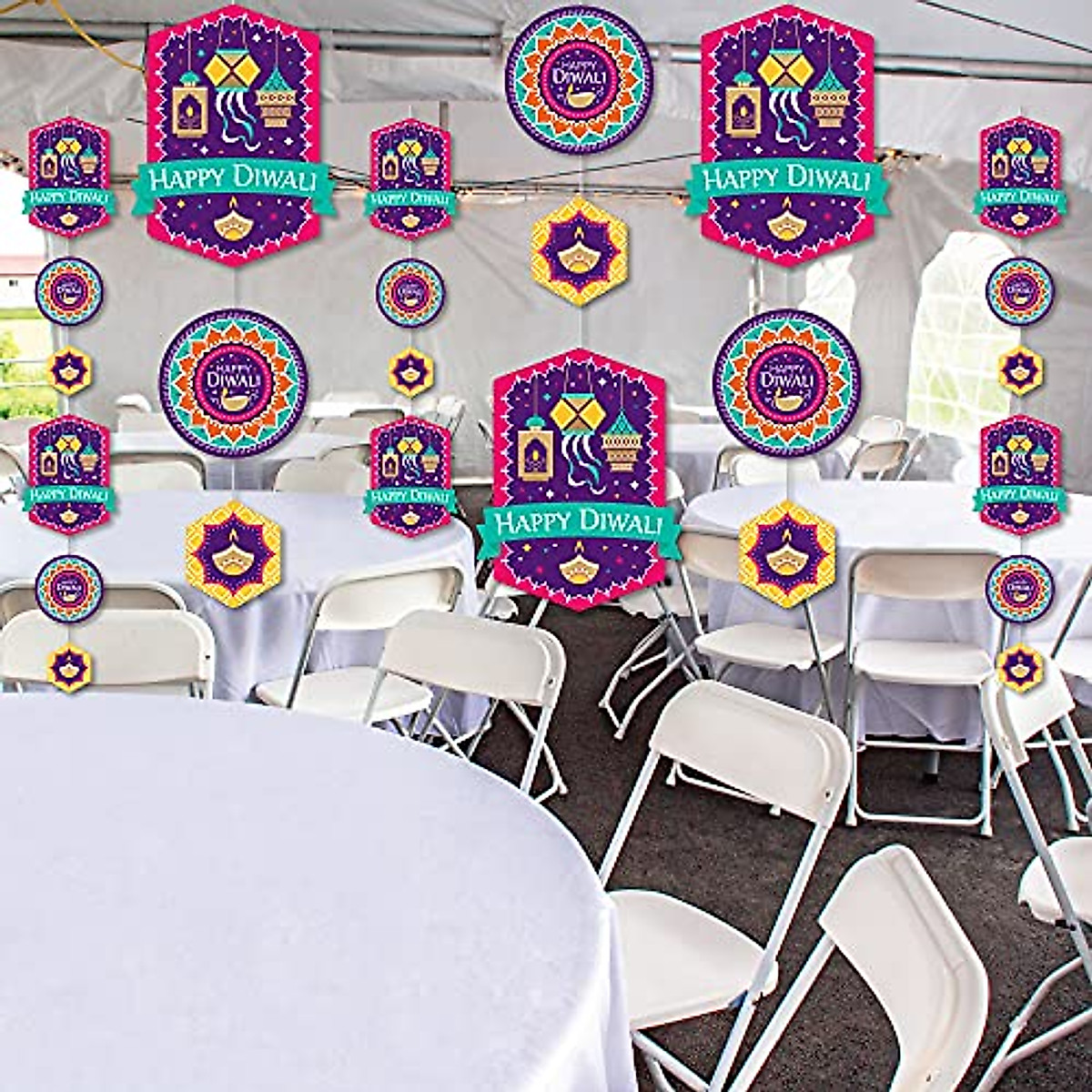 Big Dot of Happiness Happy Diwali - Festival of Lights Party DIY Dangler Backdrop - Hanging Vertical Decorations - 30 Pieces