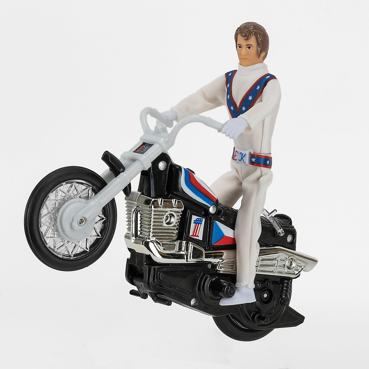 Evel Knievel Stunt Cycle - The Amazing Wind Up and Go Action Toy Launcher for Ultimate Jumps, Crashes, Flips and More - 8 Inch Bike Jumps Anywhere from 3 to 10 Feet - Original 1970's
