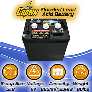 PowerStar Crown CR-220 Group GC2 6V 220 AH Battery X6