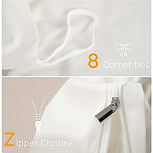 TOCOMOA Duvet Cover Queen Size, 100% Microfiber Off White Comforter Cover Set, Ultra Soft 3 Pieces Bedding Set with 1 Duvet Cover 90x90 inches and 2 Pillowcases