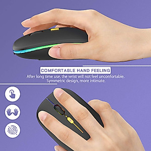 【Upgrade】 LED Wireless Mouse, Slim Silent Mouse 2.4G Portable Mobile Optical Office Mouse with USB & Type-c Receiver, 3 Adjustable DPI Levels for Notebook, PC, Laptop, Computer, MacBook (Black)