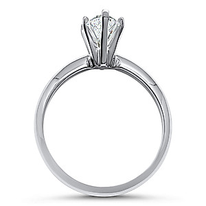 Eternal Jewelry 14K White Gold CZ Cubic Zirconia Marquise 2 Carat solitaire Engagement Ring 6 Prong (4.75)