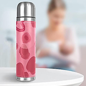 Stainless Steel Leather Vacuum Insulated Mug Bubble Thermos Water Bottle for Hot and Cold Drinks Kids Adults 16 Oz