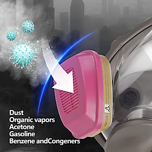 WjjWff Full Face Respirator Mask - Gas Mask With 60926 Activated Carbon Air Filter，For epoxy resin，grinding, hazardous waste handling, paint preparation, petrochemical, pharmaceuticals, welding