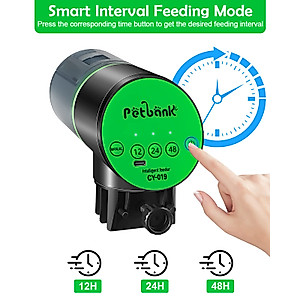 Petbank Automatic Fish Feeder for Aquarium - Auto Fish Food Dispenser Rechargeable for Small Large Tank with USB Charger Cable，12/24/48H Interval Esay Set Up (Green, CY-019)