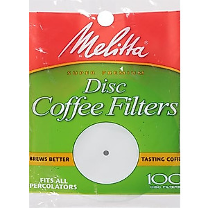 Melitta 3.5 Percolator Disc Coffee Filters, White, 100 Count