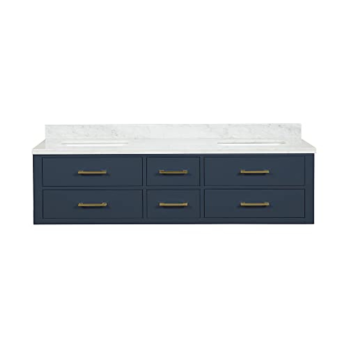 Bell+Modern Tuckerton 72 in W x 22 in D Blue Double Bath Vanity and Carrara Marble Top