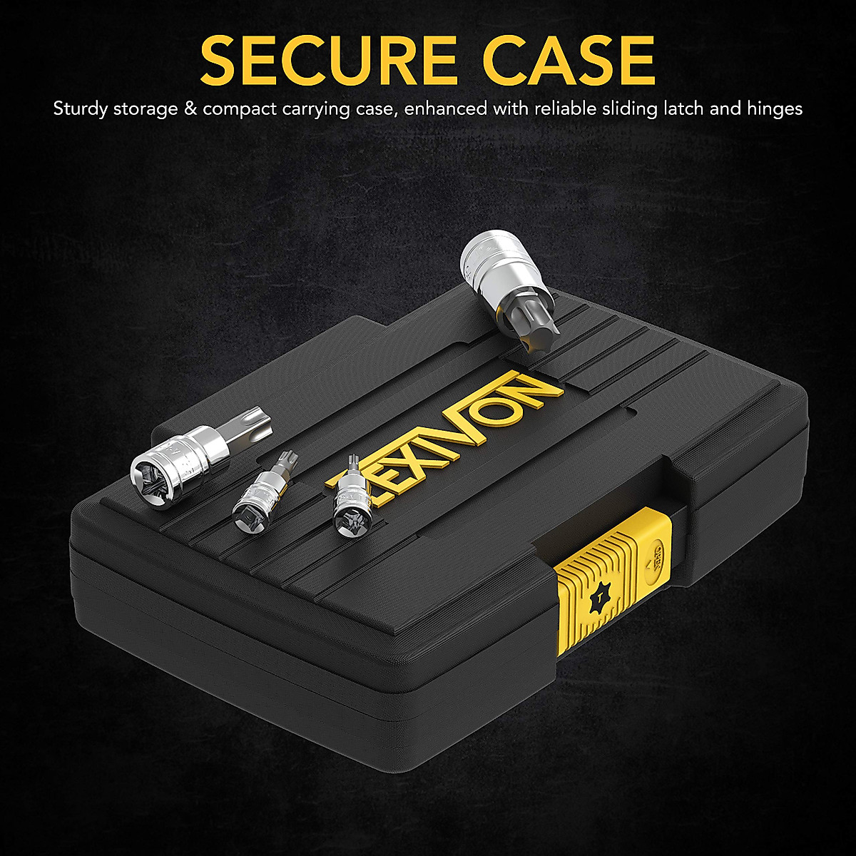 LEXIVON Torx Bit Socket Set, Premium S2 Alloy Steel | 13-Piece Star T8 - T60 Set | Enhanced Storage Case (LX-143)